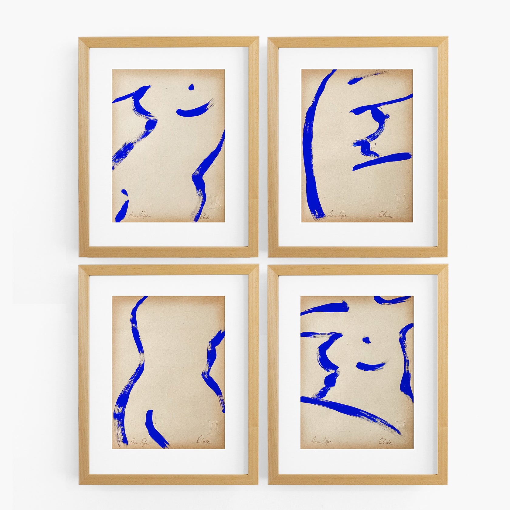 Etude - Four Ink Drawings on Vintage Paper - Anna Pepe x forn Studio